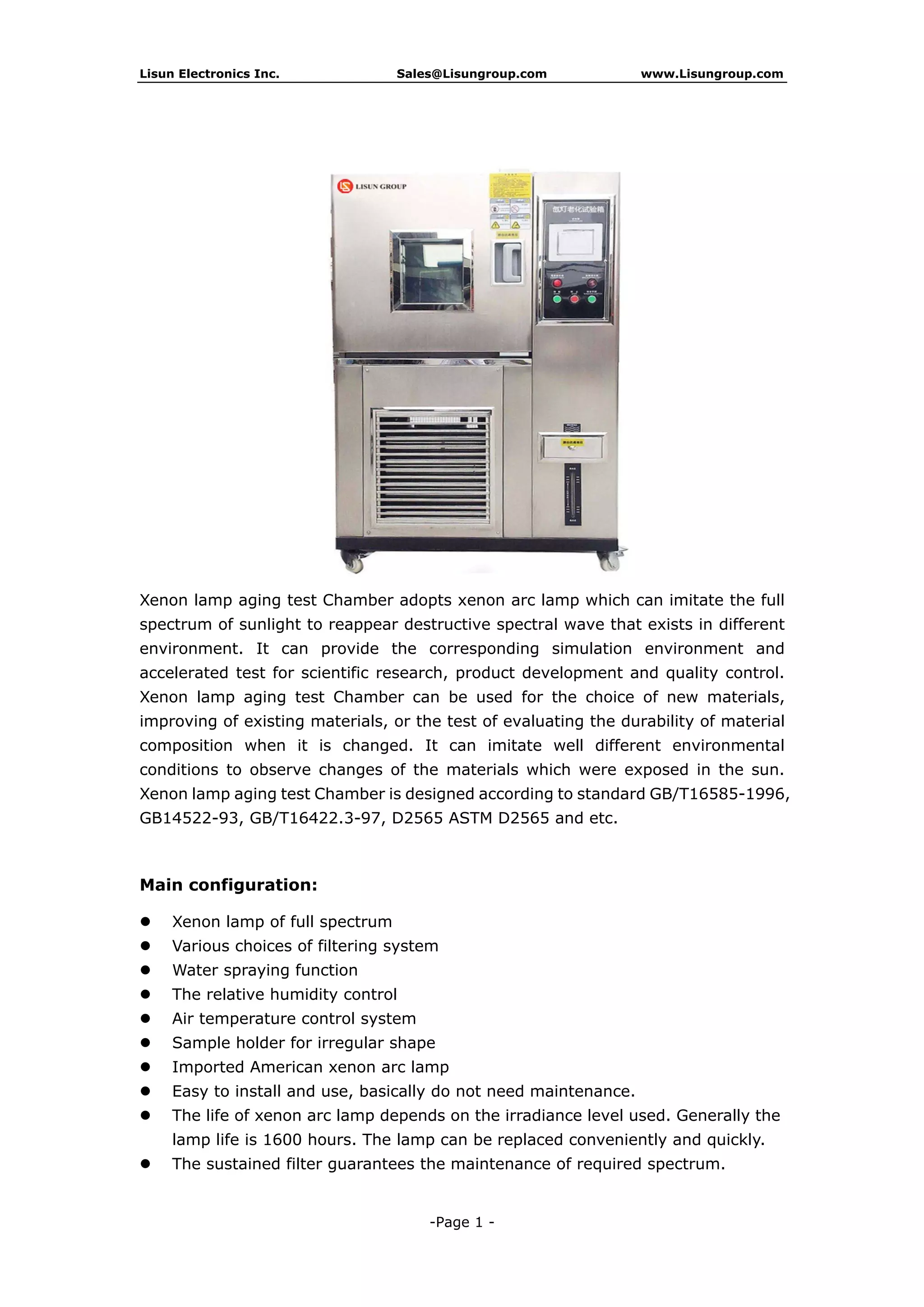 Xenon lamp-aging-test-chamber | PDF