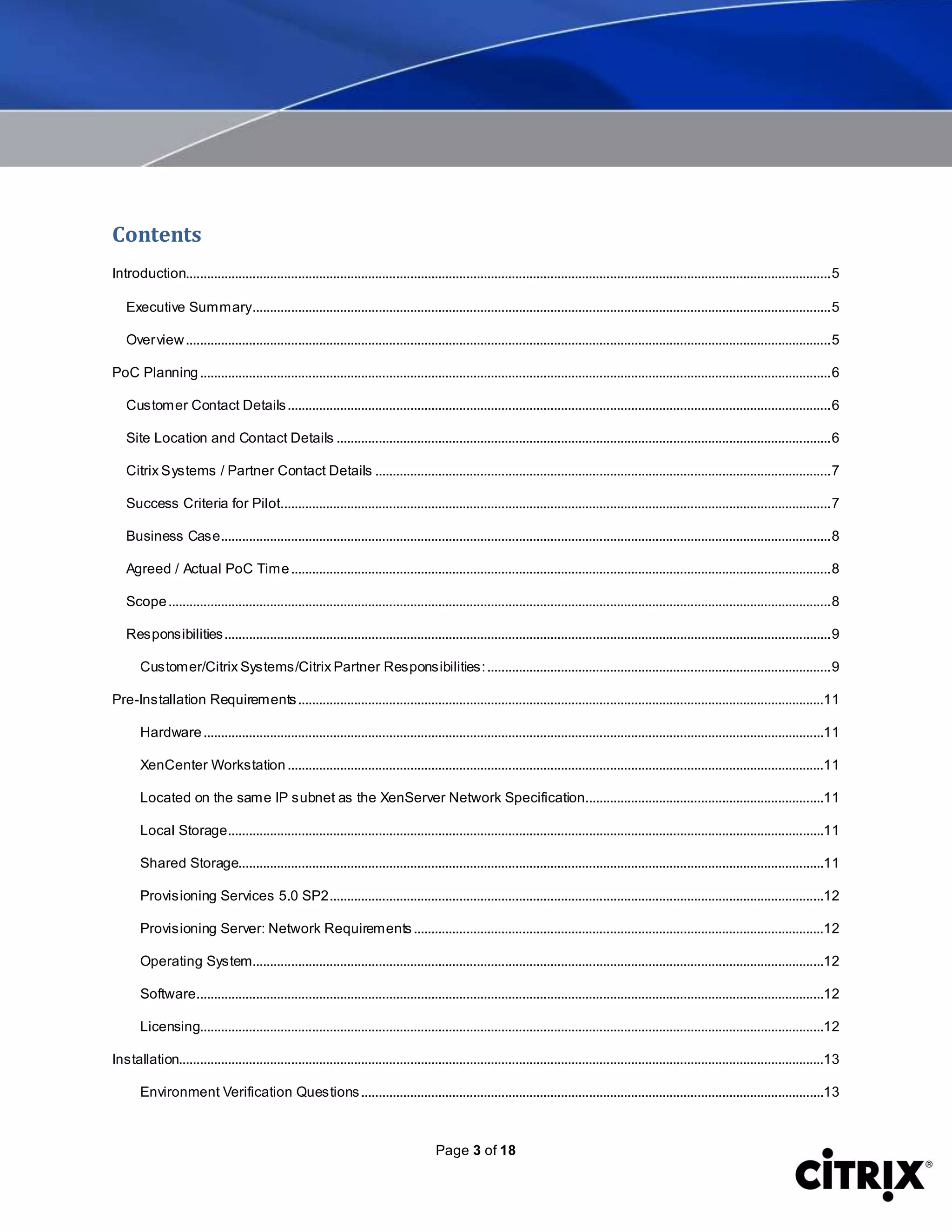 Xen server poc template | DOCX