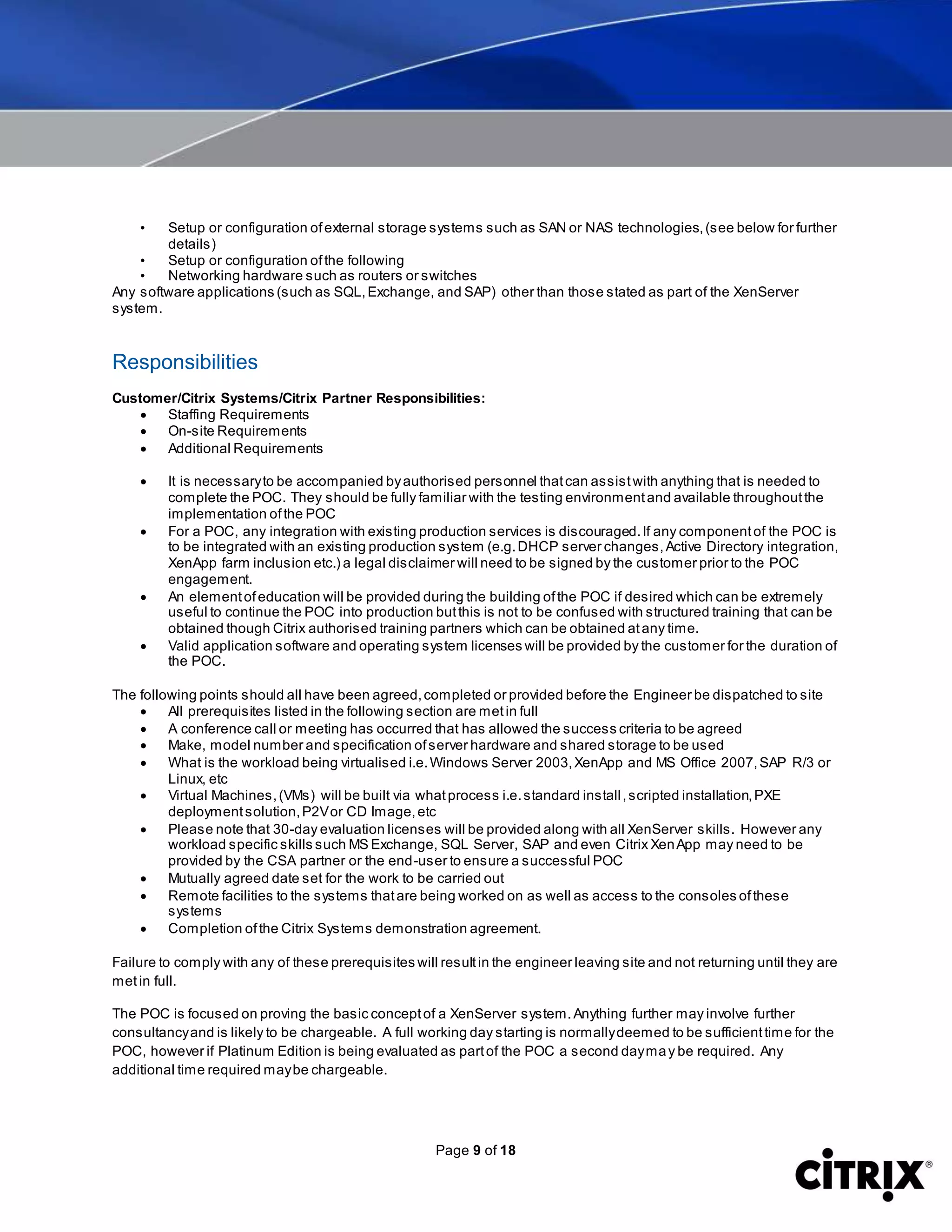 Xen server poc template | DOCX