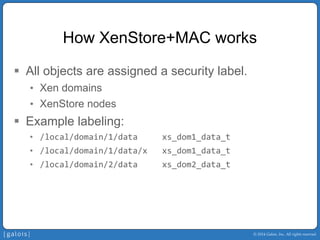 XPDS14: Xenstore Mandatory Access Control - James Bielman, Galois | PPT