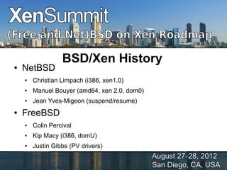 (Free and Net) BSD Xen Roadmap | PDF