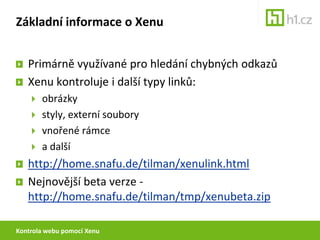 Analýza webu pomocí Xenu | PPTX