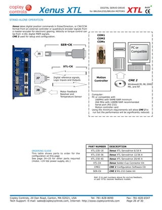 Приводы Xenus 120-240 Copley Controls | PDF