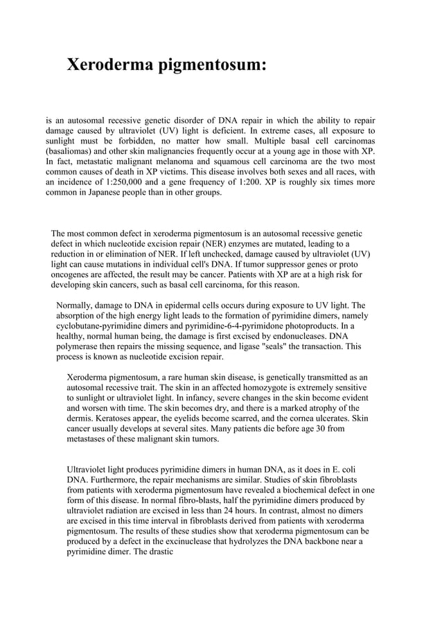 Xeroderma pigmentosum | PDF