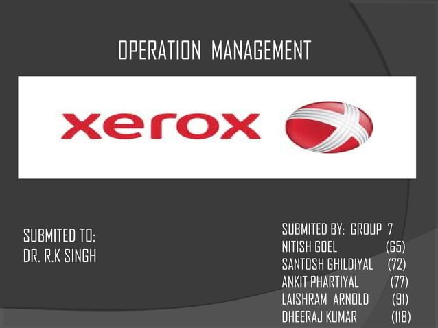 Xerox benchmarking | PPT | Logistics | Business