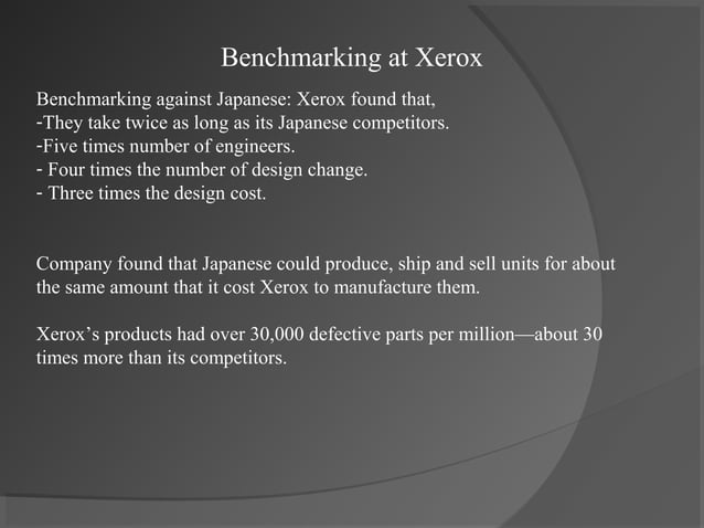 Xerox benchmarking | PPT | Logistics | Business