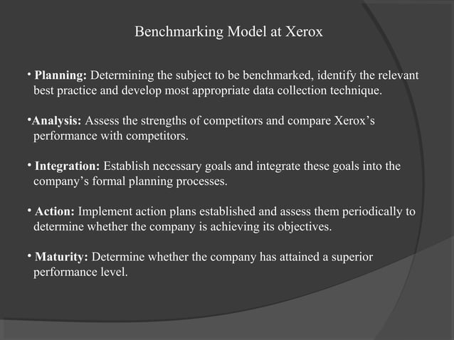 Xerox benchmarking | PPT | Logistics | Business