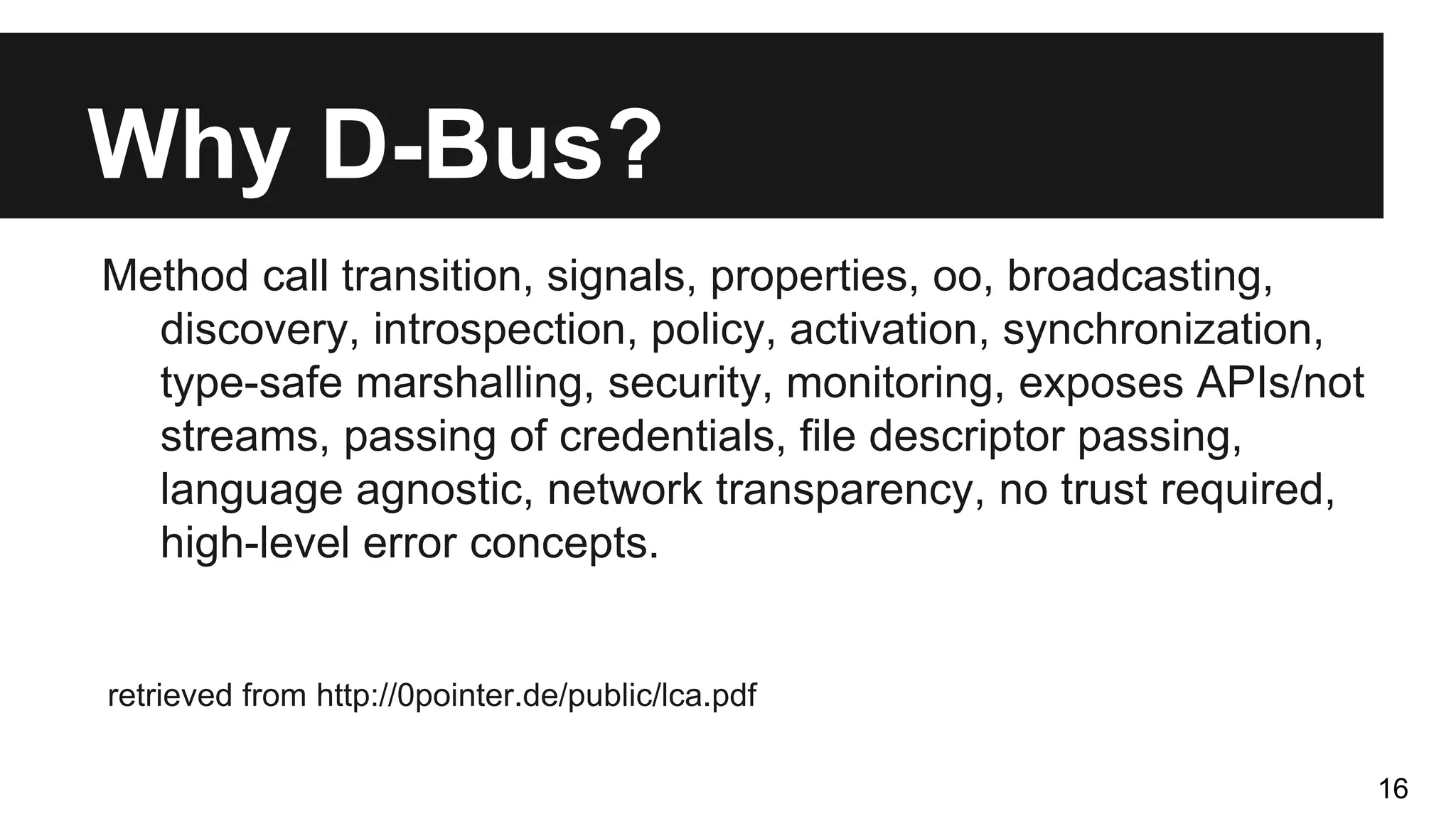 D-bus basics | PPTX | Operating Systems | Computer Software and Applications