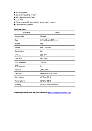 Xe xun gps vehicle tracker tk103-2 | PDF