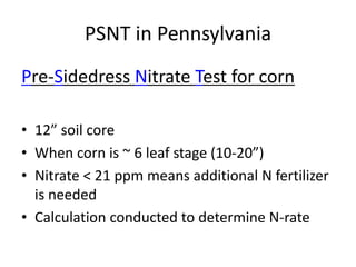 Soil nitrate testing protocol development for lands receiving injected ...