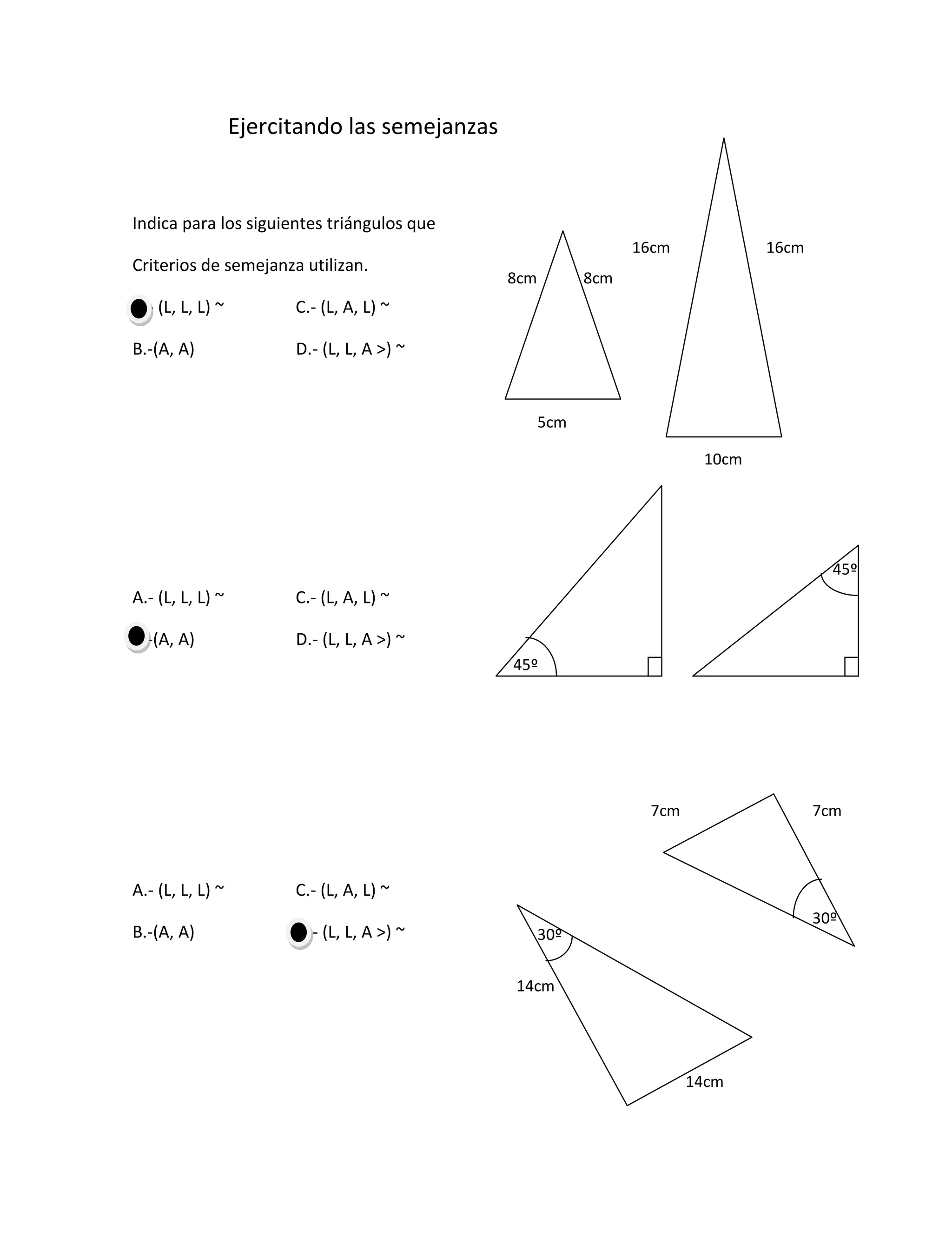 ejercicios de semejanzas de triangulos | DOCX