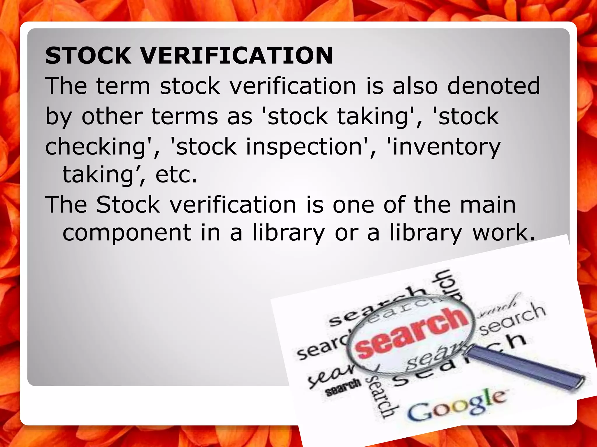 Stock verification | PPTX