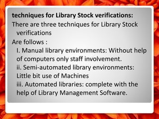 Stock verification | PPTX
