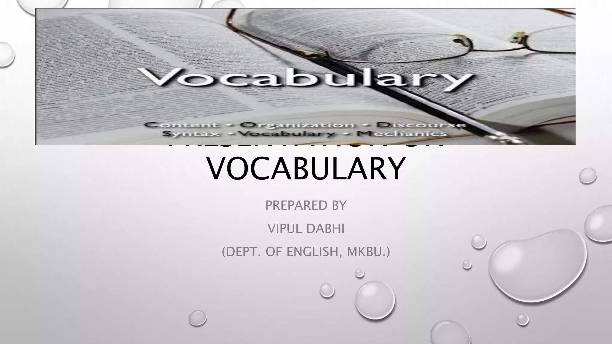 Vocabulary presentation | PPTX