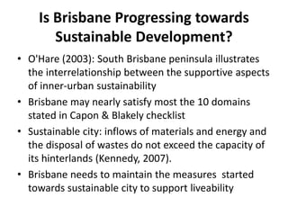Challenges towards Sustainable Development of Brisbane | PPTX