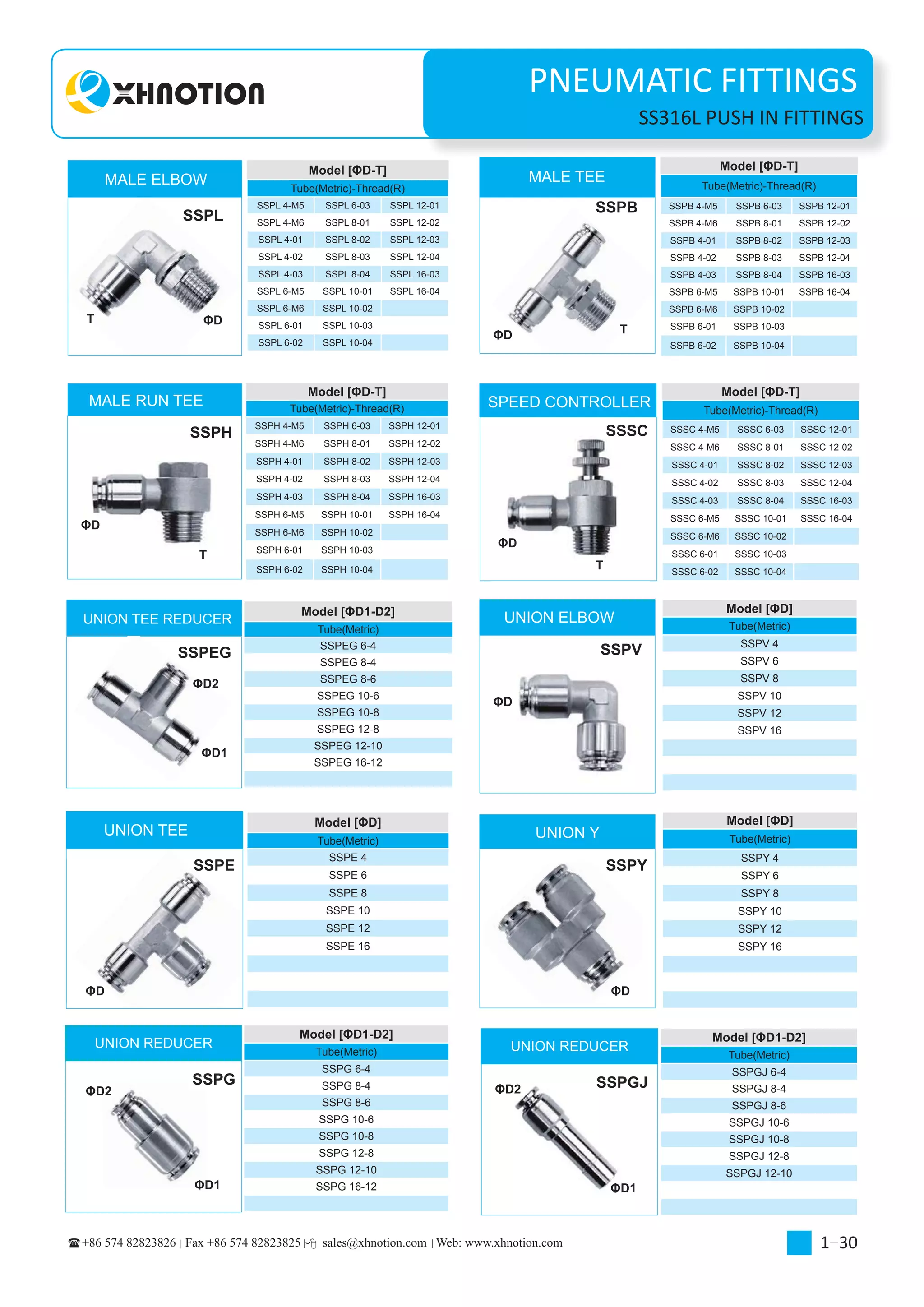Xhnotion ss316 push in fittings catalogue 2016 | PDF