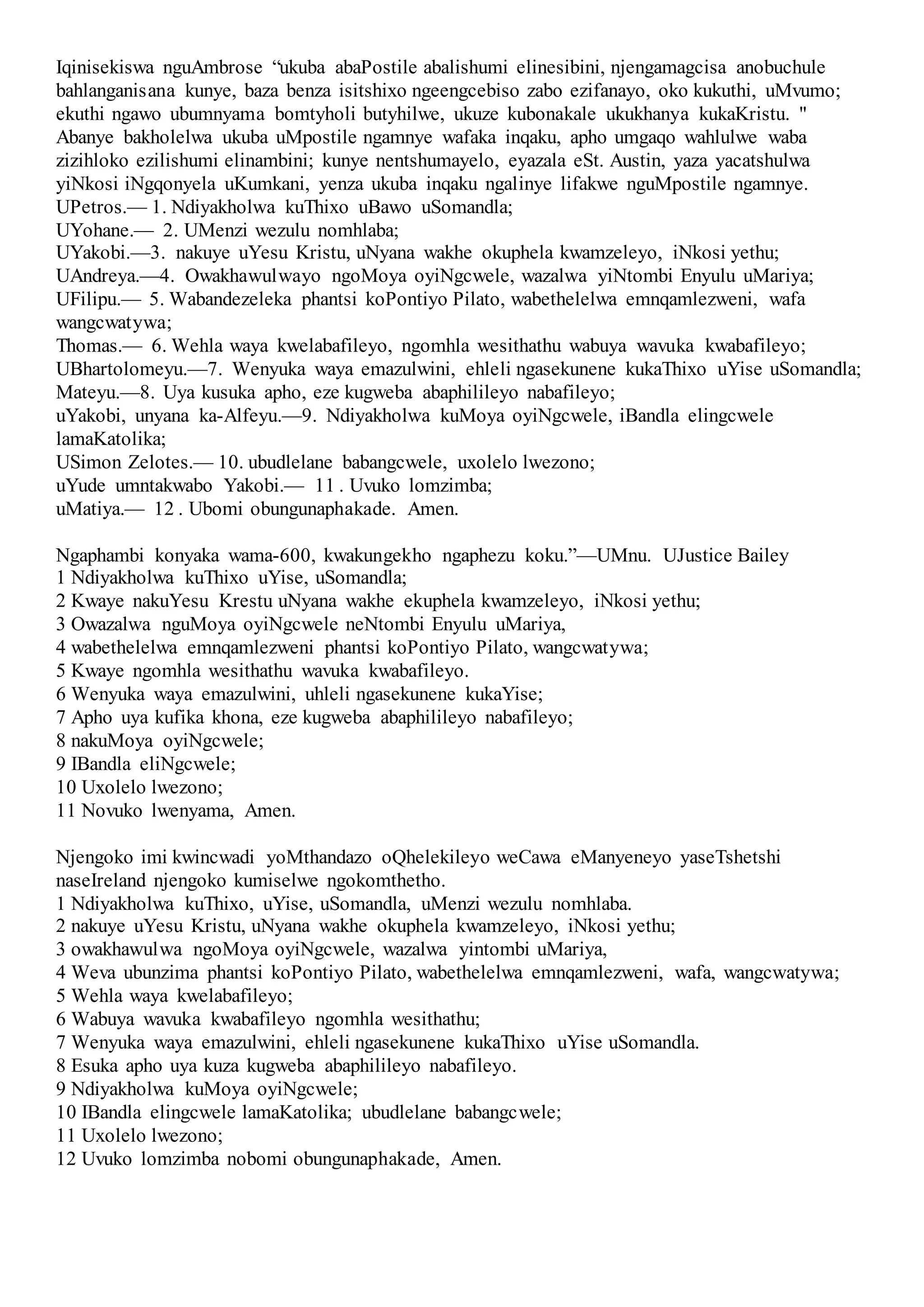 Xhosa - The Apostles' Creed.pdf