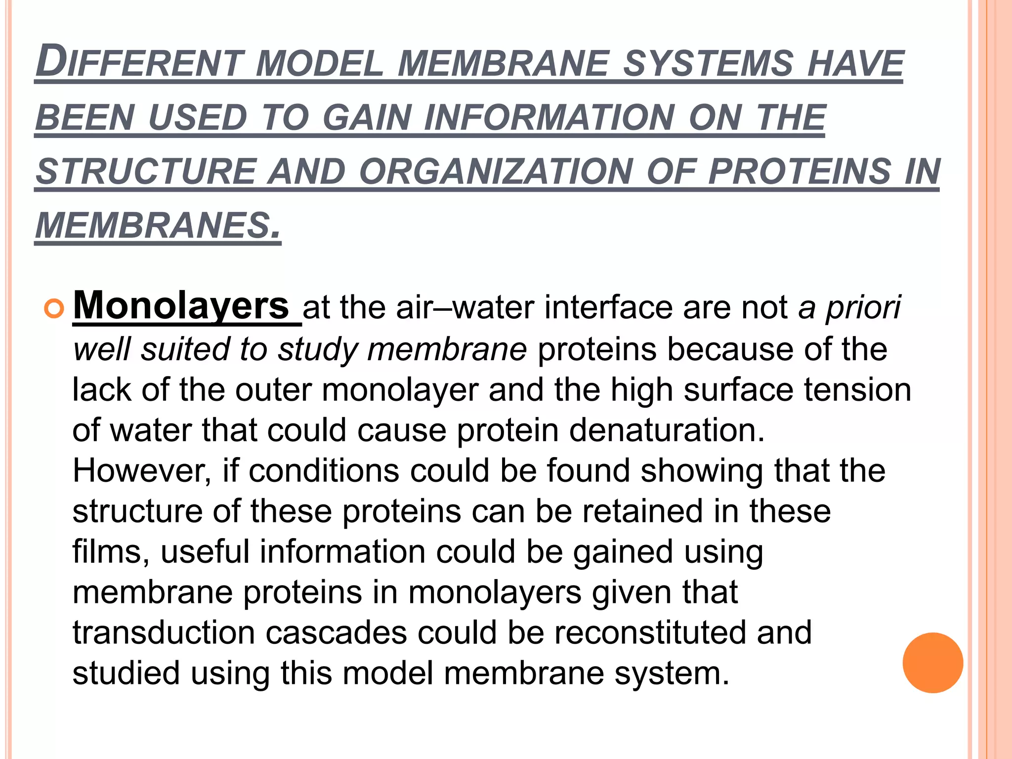 Monolayer , planer bilayer and liposomes as model | PPTX