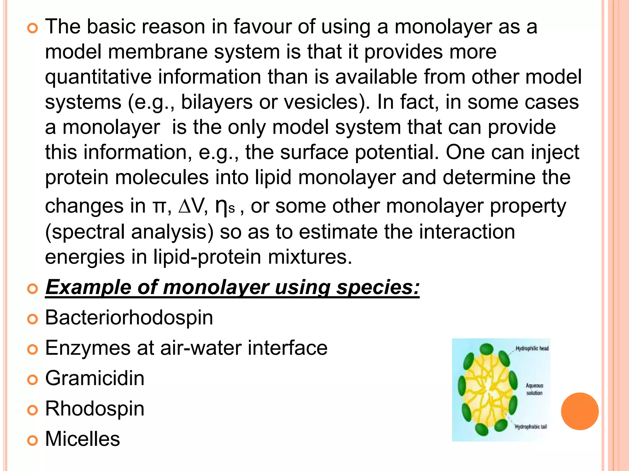 Monolayer , planer bilayer and liposomes as model | PPTX
