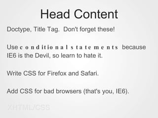 XHTML/CSS Presentation | PPT | Web Development | Internet