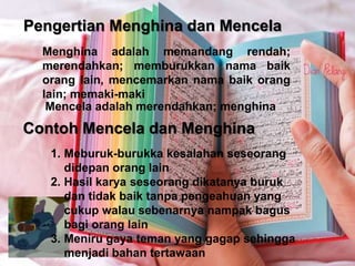 Menghina dan Mencela Sesama Muslim | PPTX