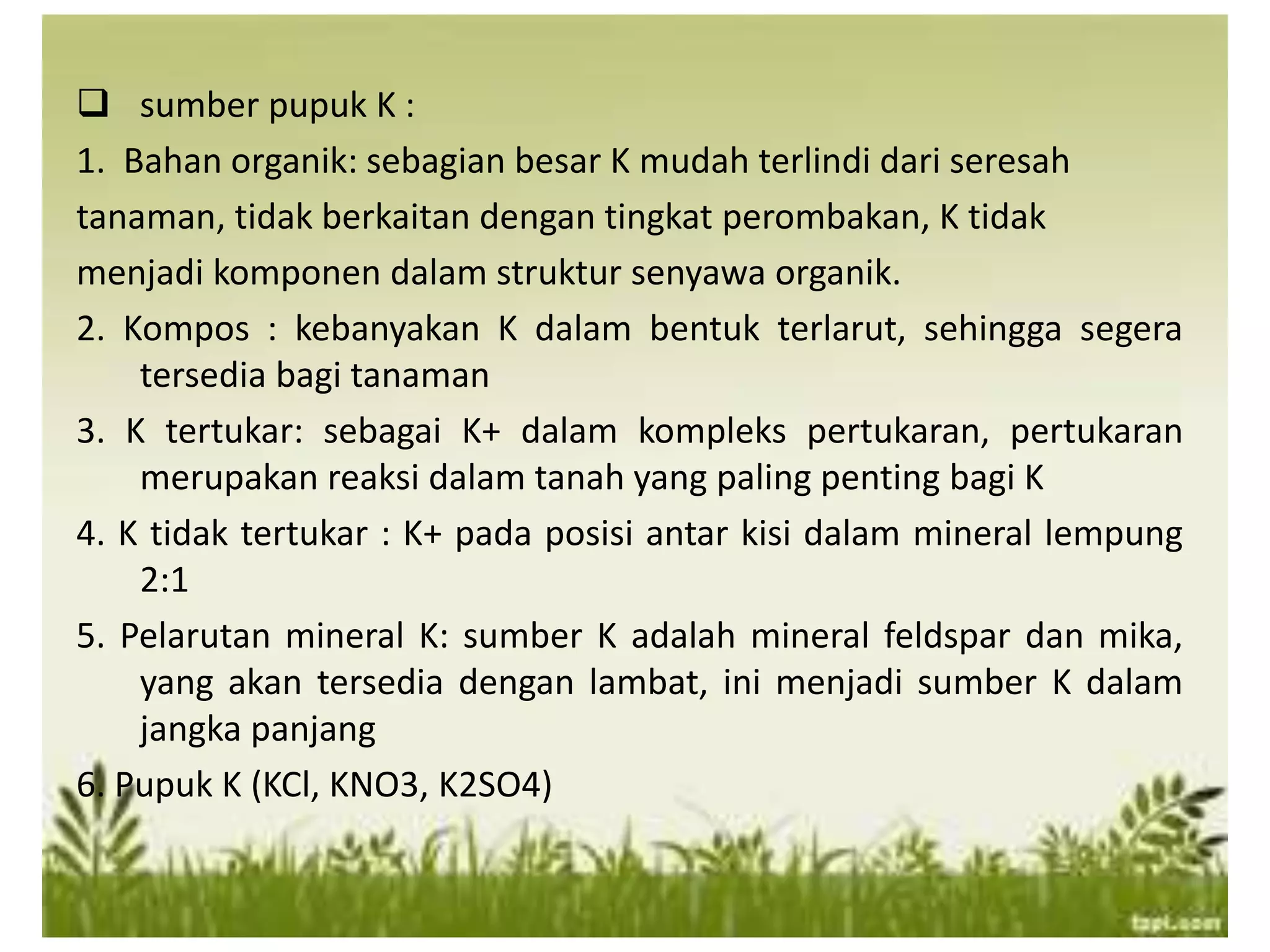 Kalium (nutrisi tanaman) | PPTX
