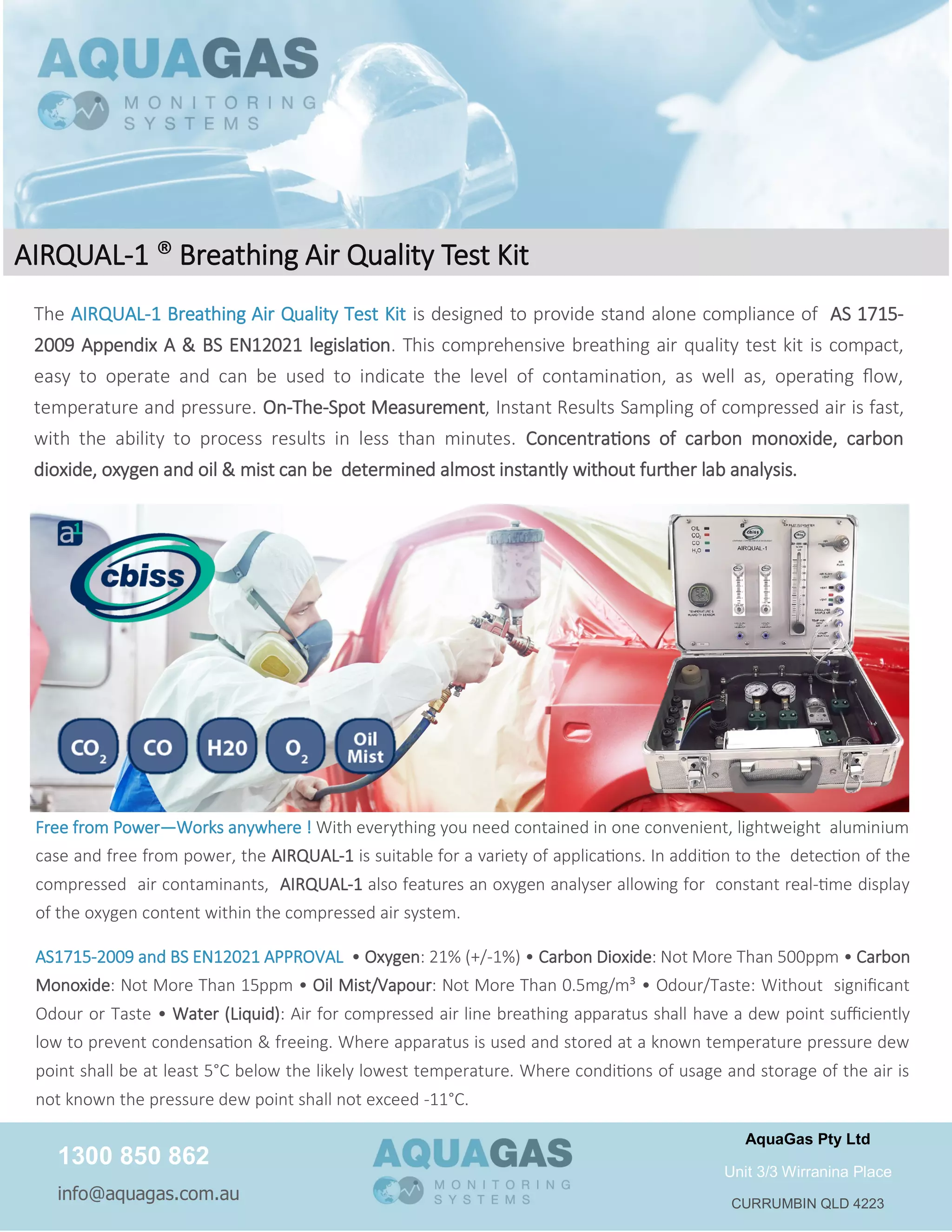 AIRQUAL-1 breathing air quality test kit | PDF