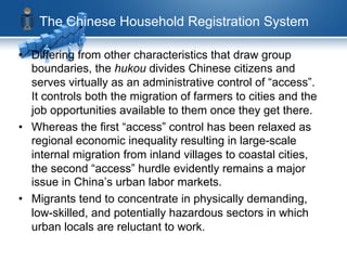 Registration Status, Occupational Segregation and Rural Migrants in ...