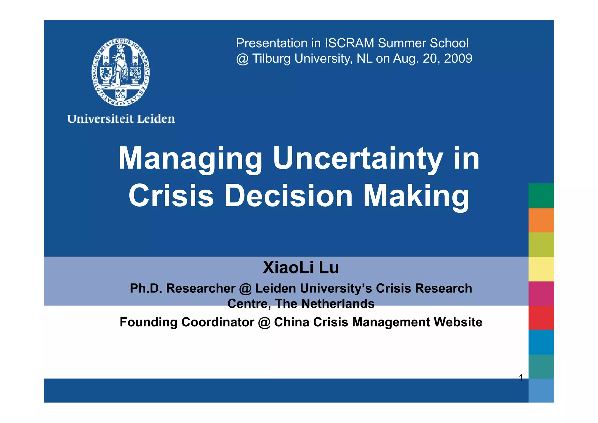 Xiaoli Lu Iscram Summer School | PPT