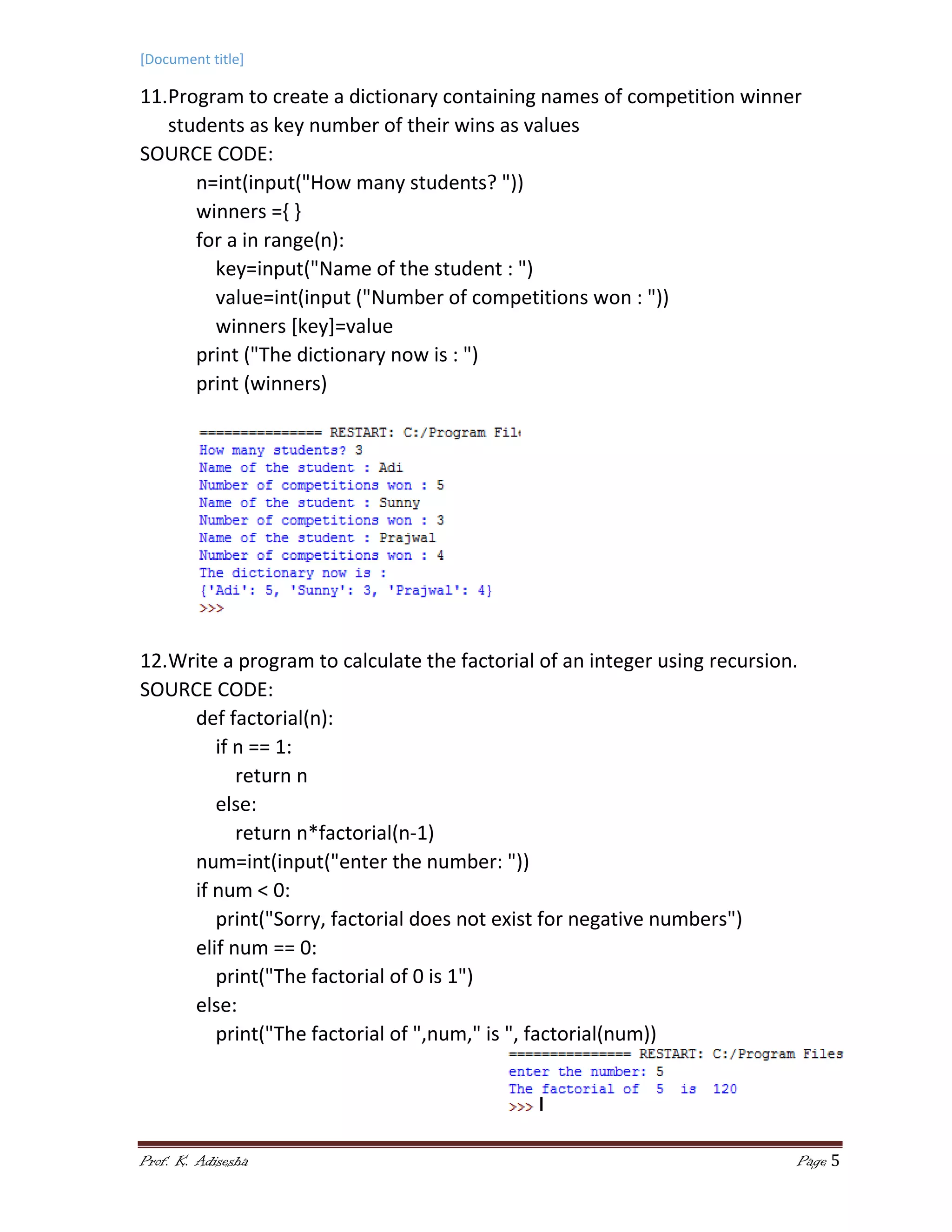 Xi CBSE Computer Science lab programs | PDF
