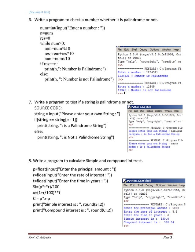 Xi CBSE Computer Science lab programs | PDF