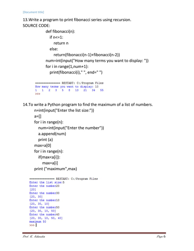 Xi CBSE Computer Science lab programs | PDF