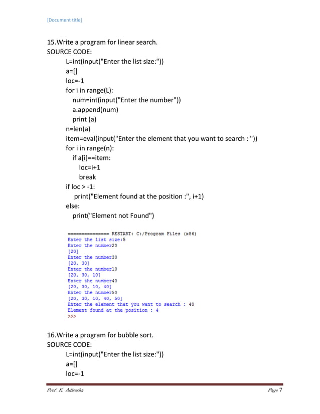 Xi CBSE Computer Science lab programs | PDF