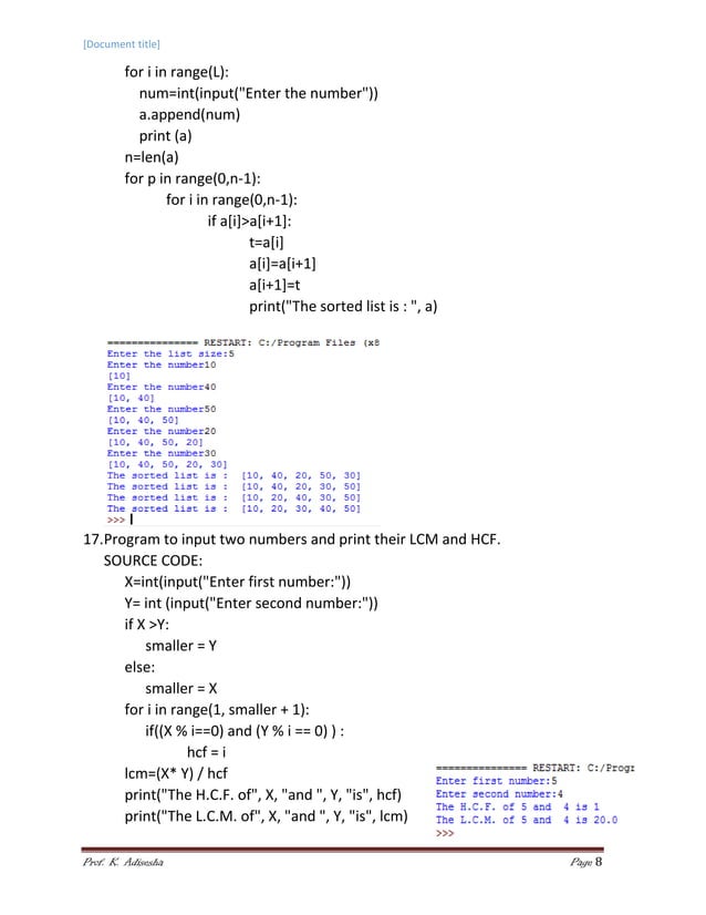 Xi CBSE Computer Science lab programs | PDF