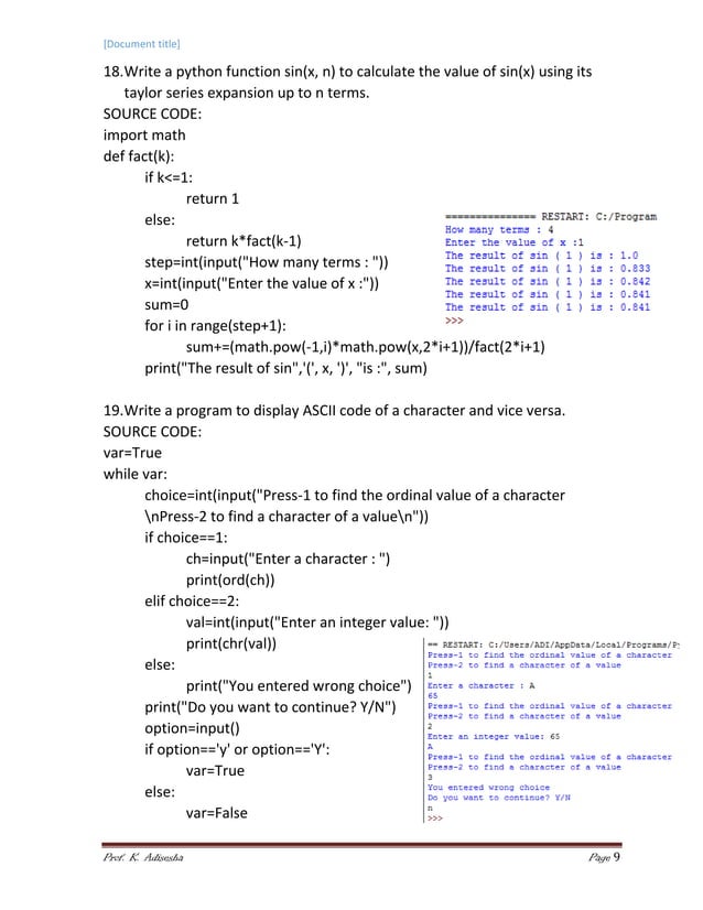 Xi CBSE Computer Science lab programs | PDF