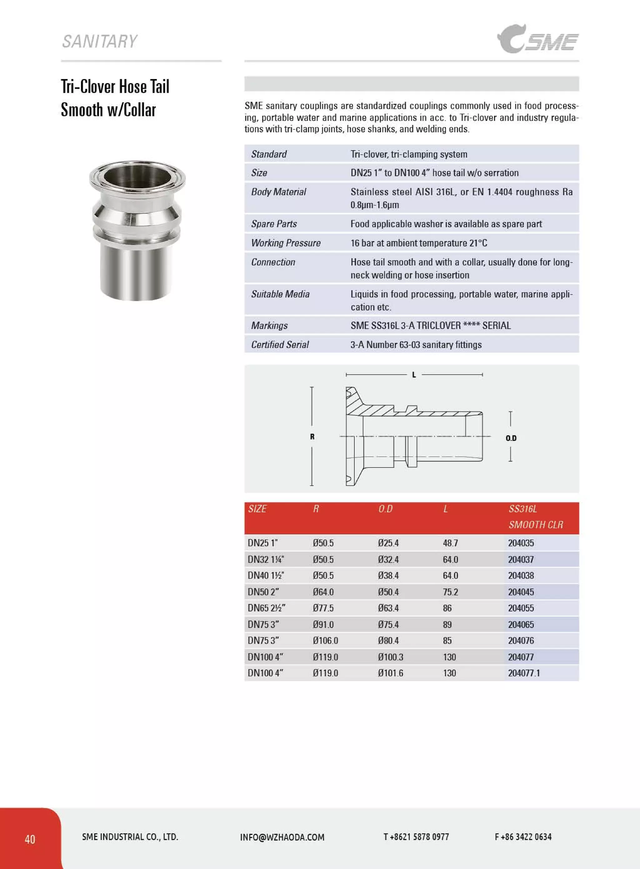 SME Tri-Clover Triclamp Couplings Sanitary Hygienic Fittings Food ...