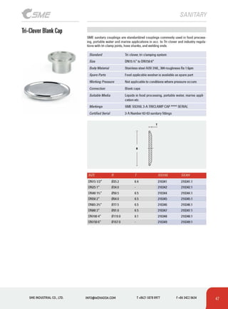 SME Tri-Clover Triclamp Couplings Sanitary Hygienic Fittings Food ...