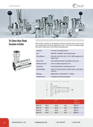 SME Tri-Clover Triclamp Couplings Sanitary Hygienic Fittings Food ...