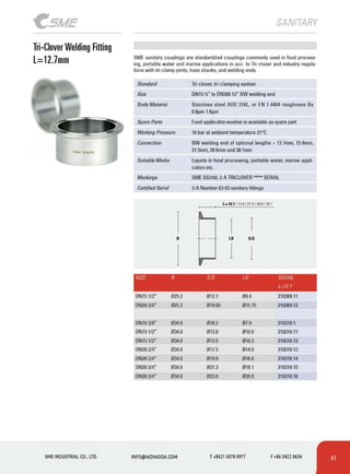 SME Tri-Clover Triclamp Couplings Sanitary Hygienic Fittings Food ...
