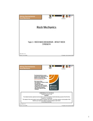 Rock mass behavior in intact rock strength | PDF