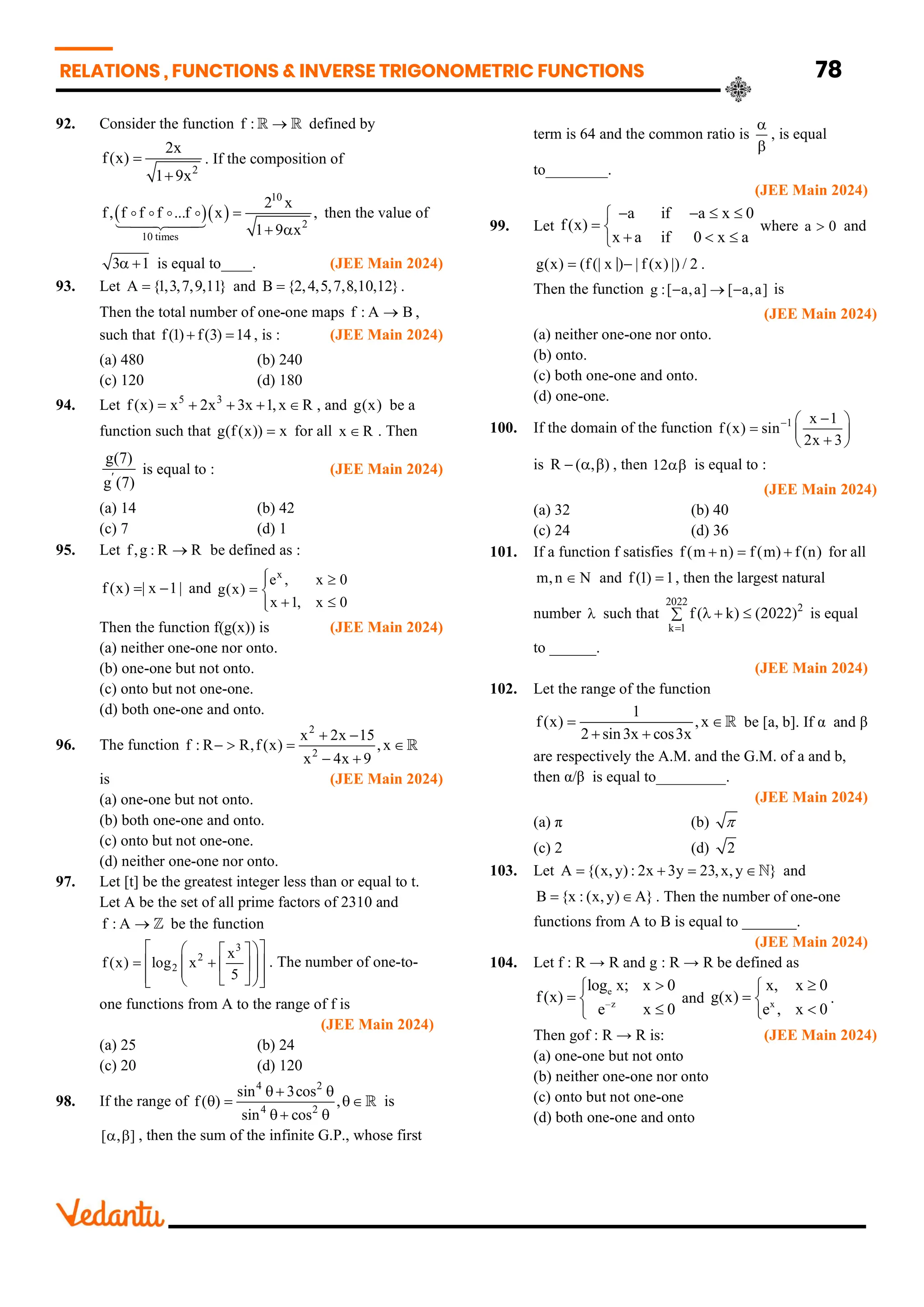 XII-JEE M-1 Mathematics vedantu book for jee | PDF
