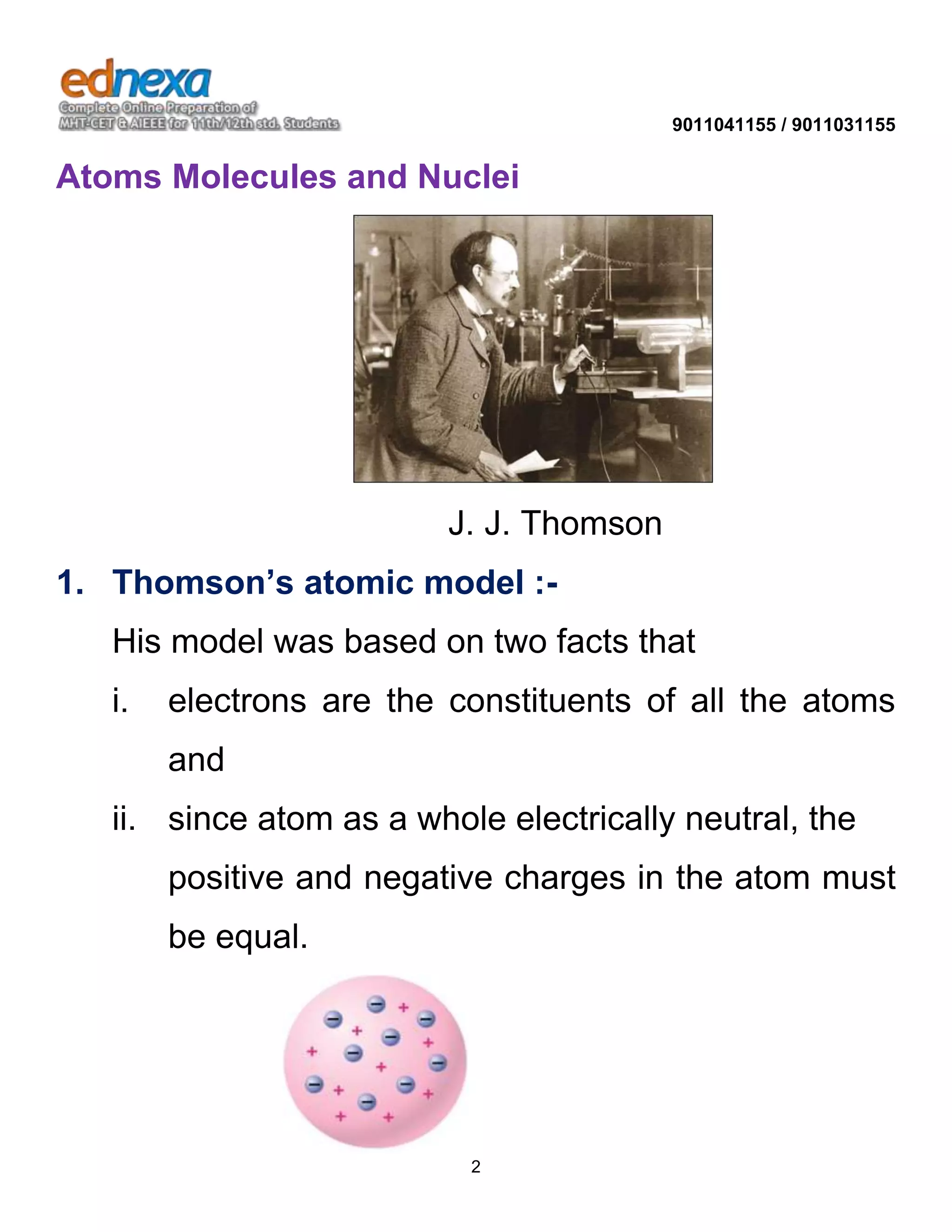 12th Physics - Atoms Molecules and Nuclei for JEE Main 2014 | DOCX