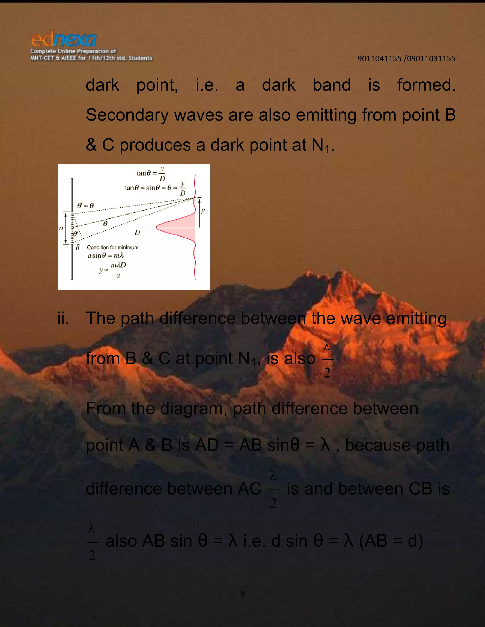 Notes for 12th Physics - Interference and Diffraction | DOCX