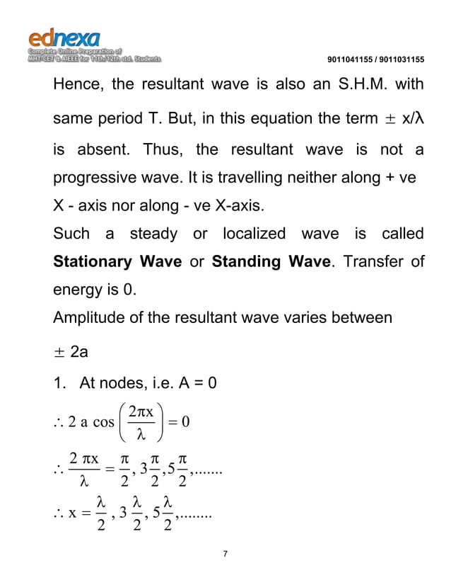 JEE Main 2014 Physics Syllabus - Stationary Waves | DOCX