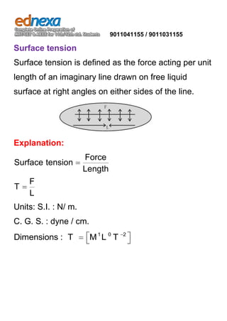 Understanding Surface Tension Part 1 - 12th Physics | PDF