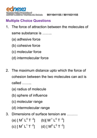 Understanding Surface Tension Part 1 - 12th Physics | PDF