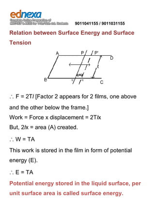 Understanding Surface Tension Part 1 - 12th Physics | DOCX