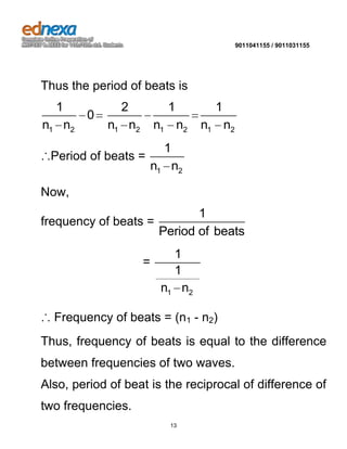 Notes for JEE Main 2014 Physics - Wave Motion Part I | DOCX | Physics ...