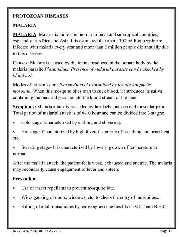 Xii biology project on common desease in human & causes and remedies ...