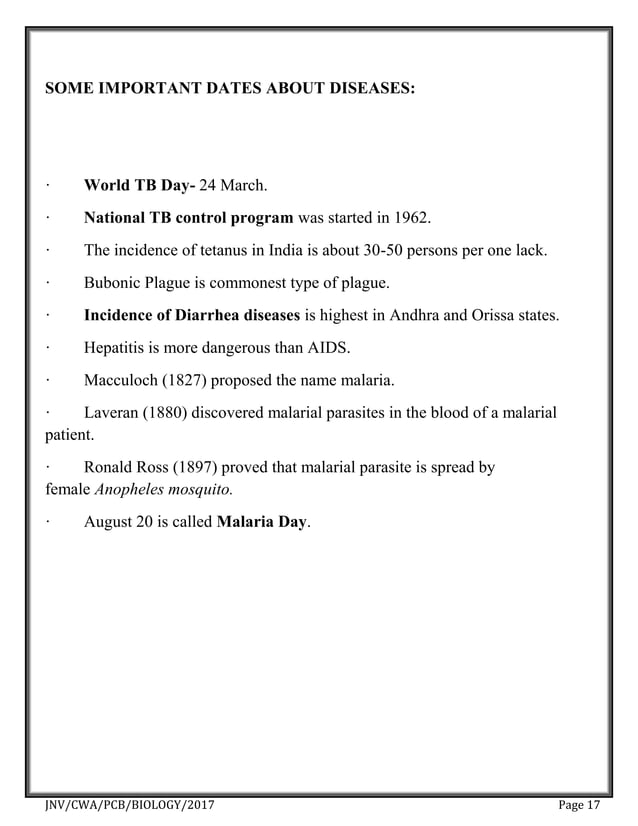 Xii biology project on common desease in human & causes and remedies ...